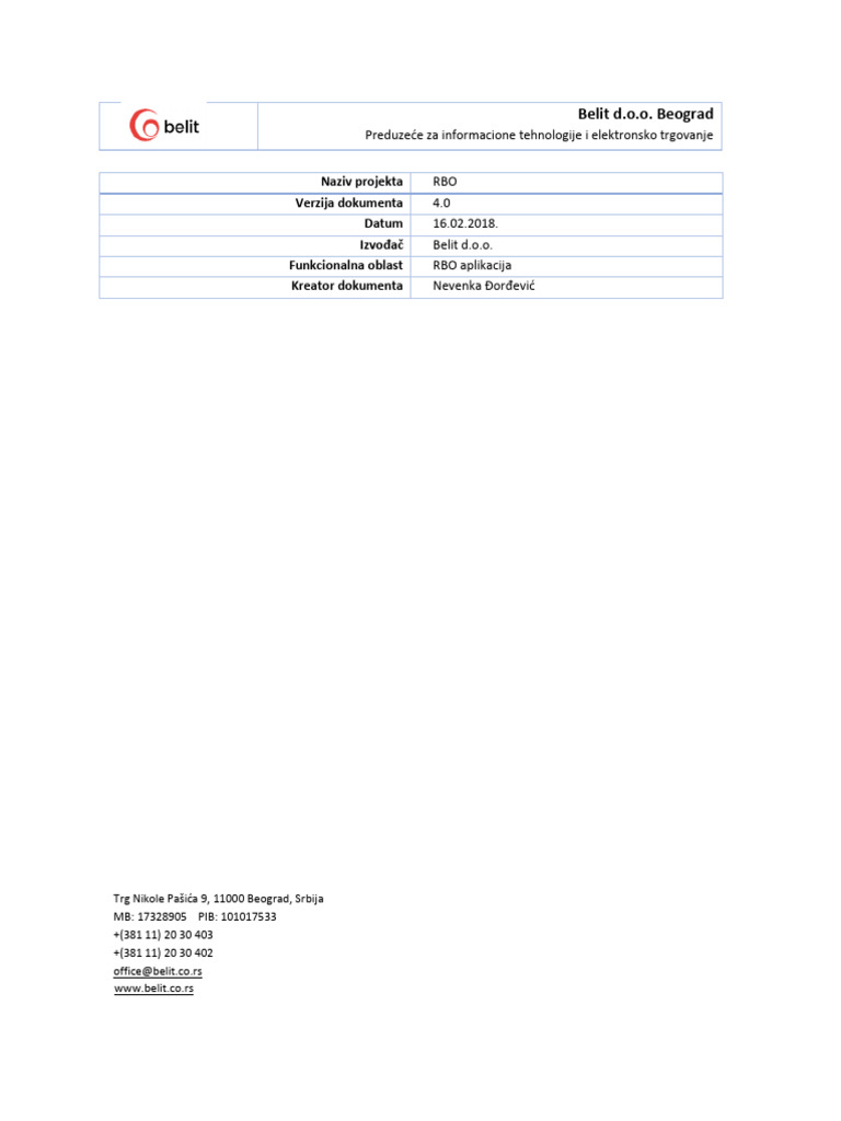 2018.02.16. RBO - Uputstvo Za Koriscenje | PDF