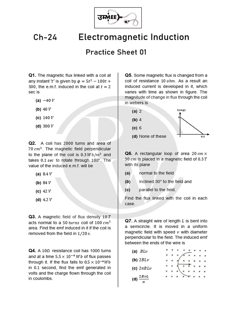 Electromagnetic Induction Practice | PDF | Inductance | Electromagnetic Induction
