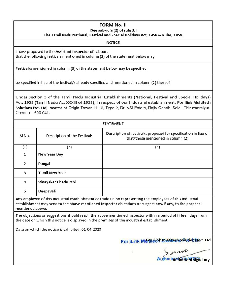 NF Act - FORM II | PDF