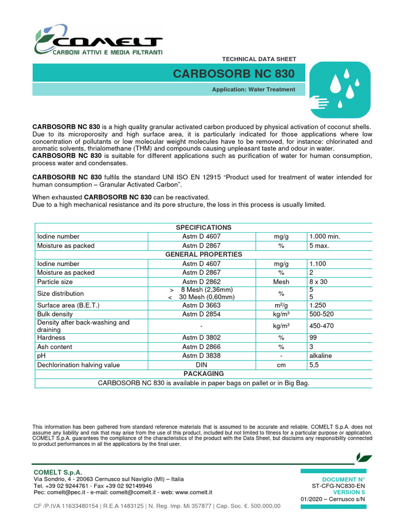 CARBOSORB NC 830 - Comelt - TDS - EN | Download Free PDF | Water ...