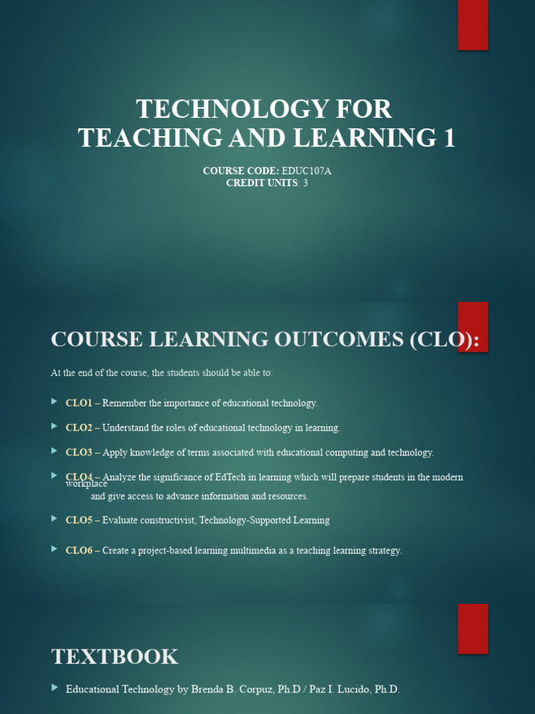 Technology For Teaching and Learning 1 (Clo, Requierements, Etc.) | PDF ...