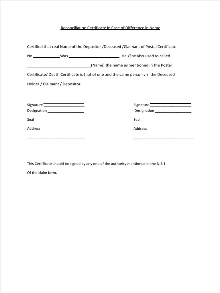 Reconciliation Certificate | PDF