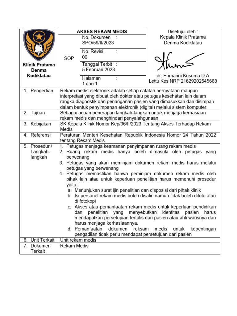 Sop Akses Rme | PDF | Hukum