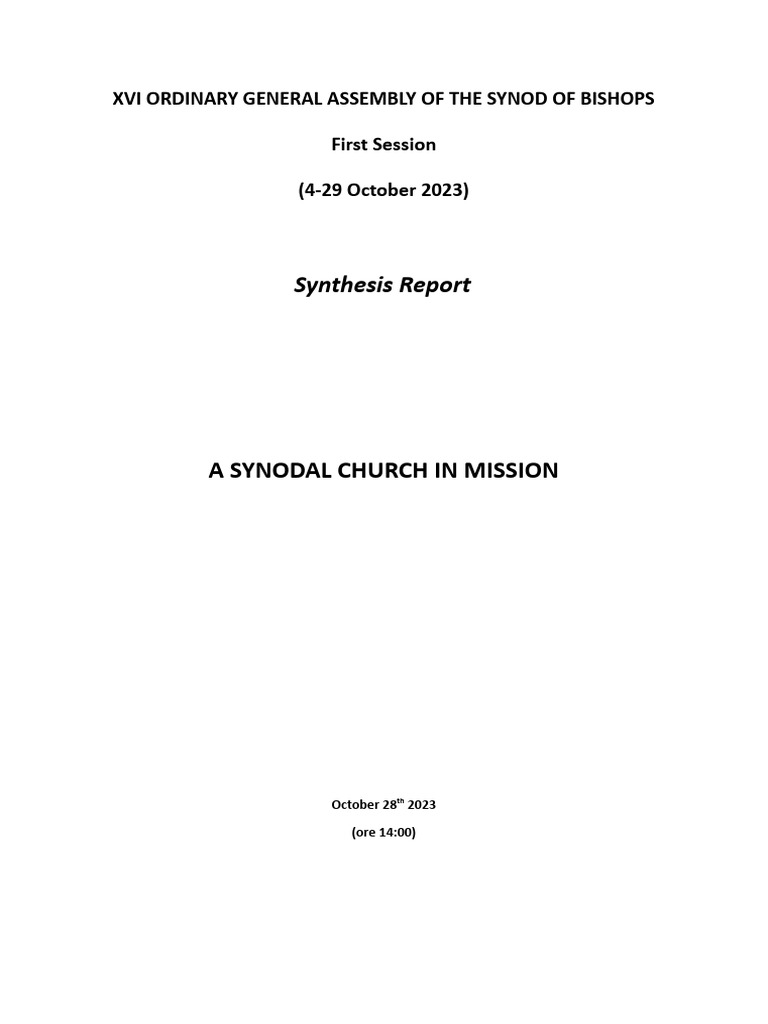 2023.10.28 ENG Synthesis Report | PDF | Catholic Church | Eucharist