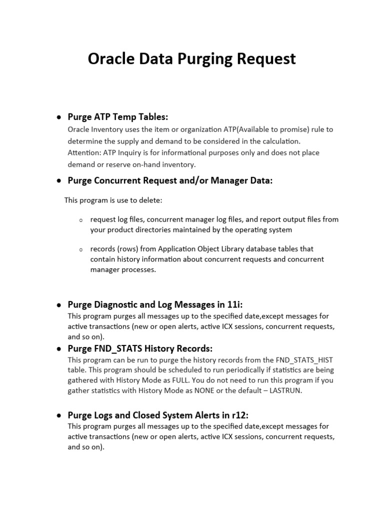 Purging Request | PDF | Web Service | Database Transaction