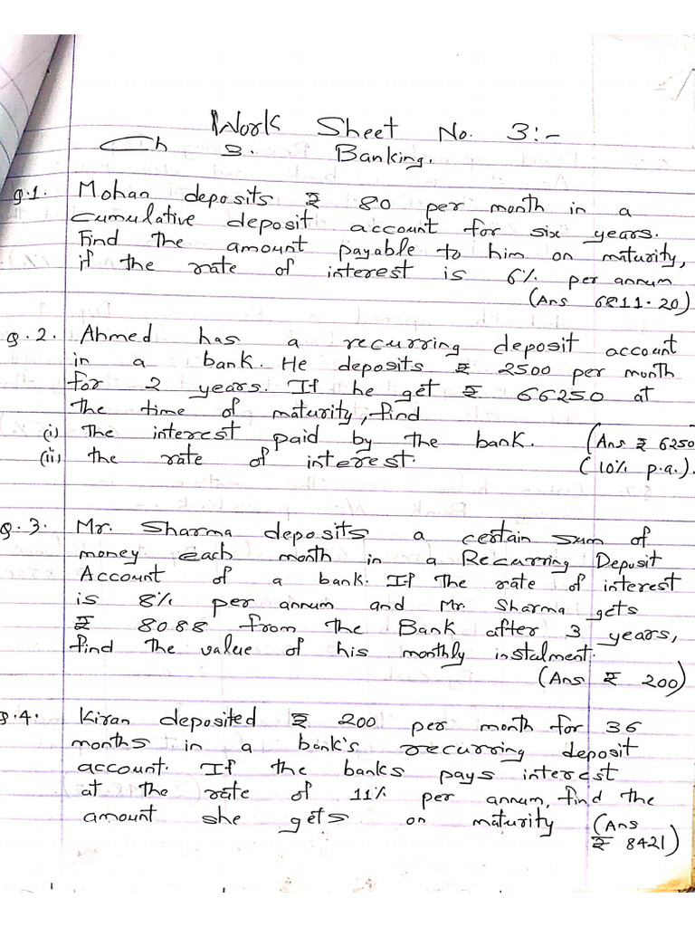 Mathematics Worksheets For Class X | PDF