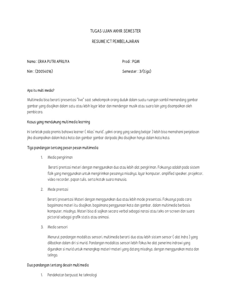Resume Ict Uas Erika Putri Apriliya 20054016 Pgmi Smtr3 Pdf