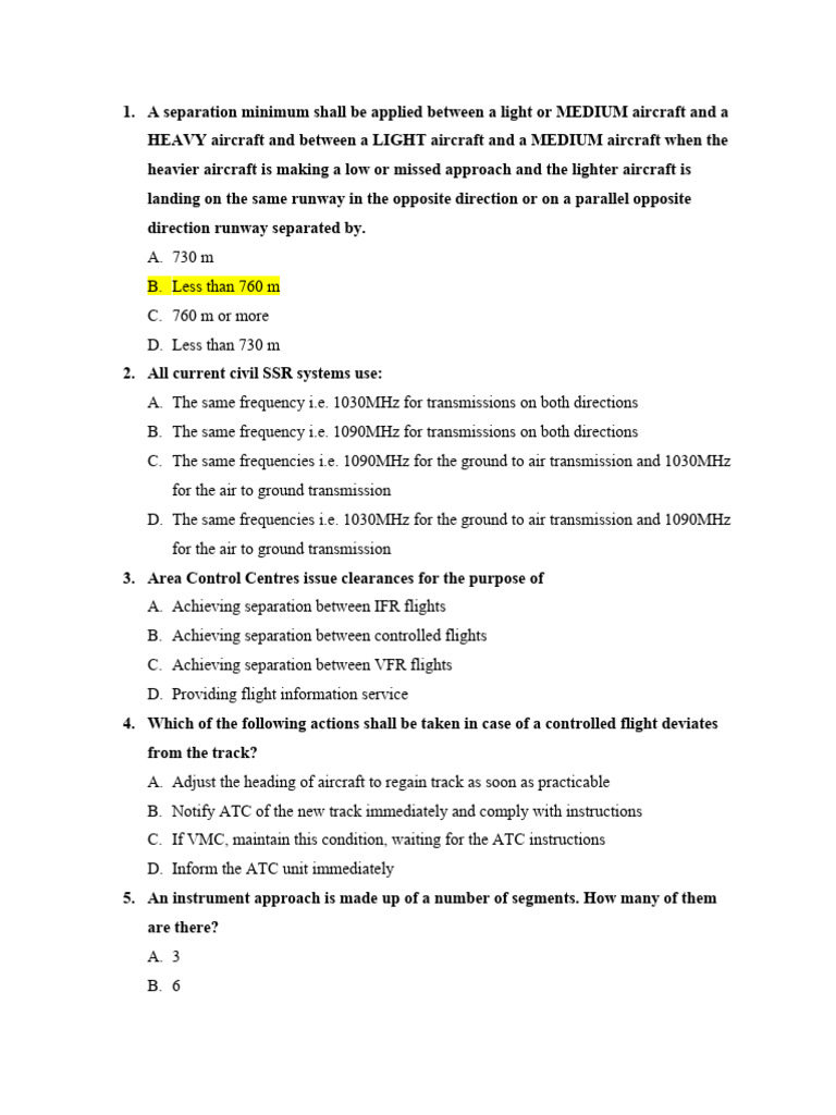 ATM Midterm | PDF | Air Traffic Control | Sea Level