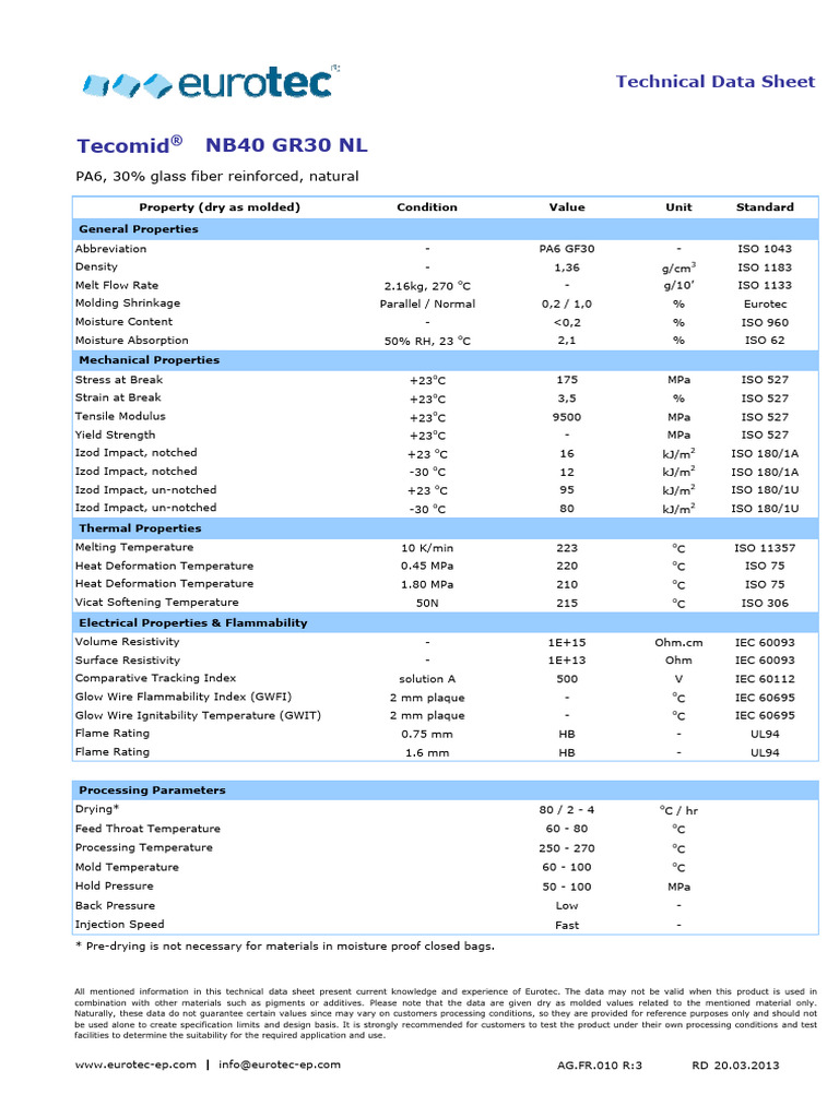 TDS - Tecomid NB40 GR30 NL | PDF | Civil Engineering | Industrial Processes