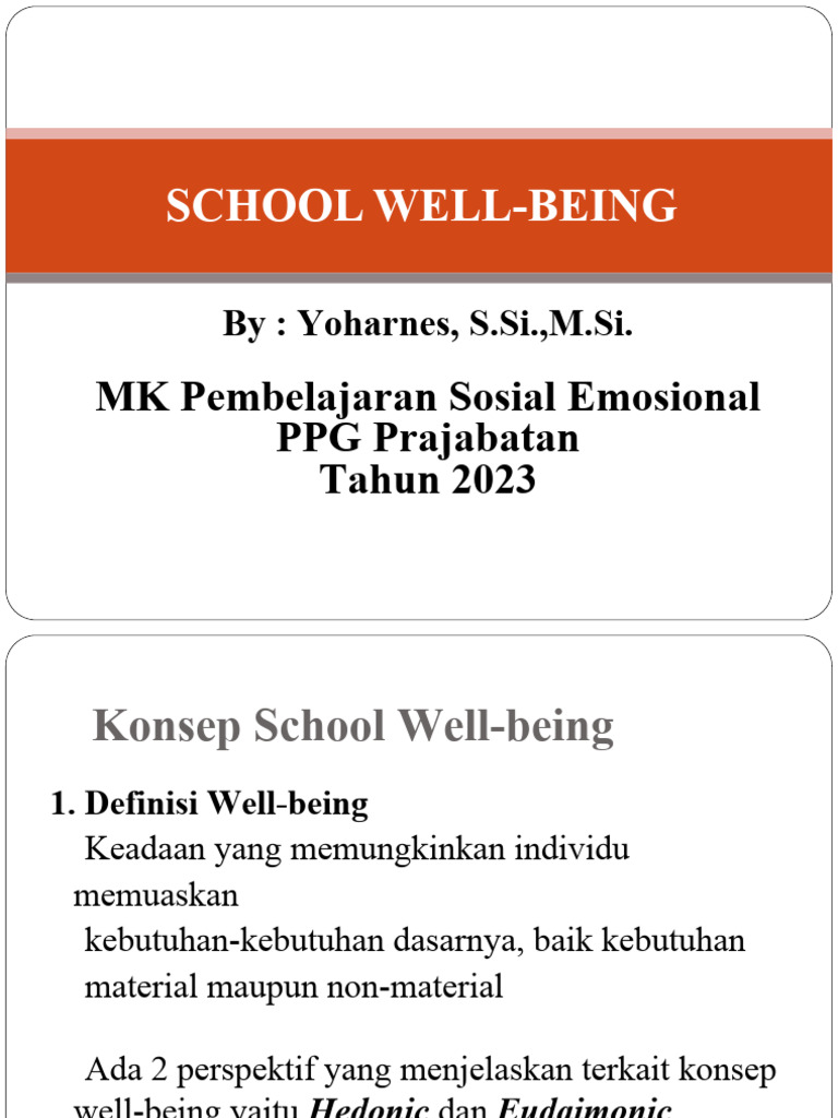 Konsep dan Indikator School Well-Being | PDF