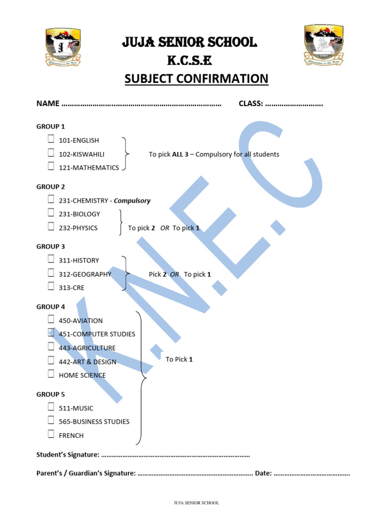 Grade 10 Subject Selection Form | PDF | Science & Mathematics