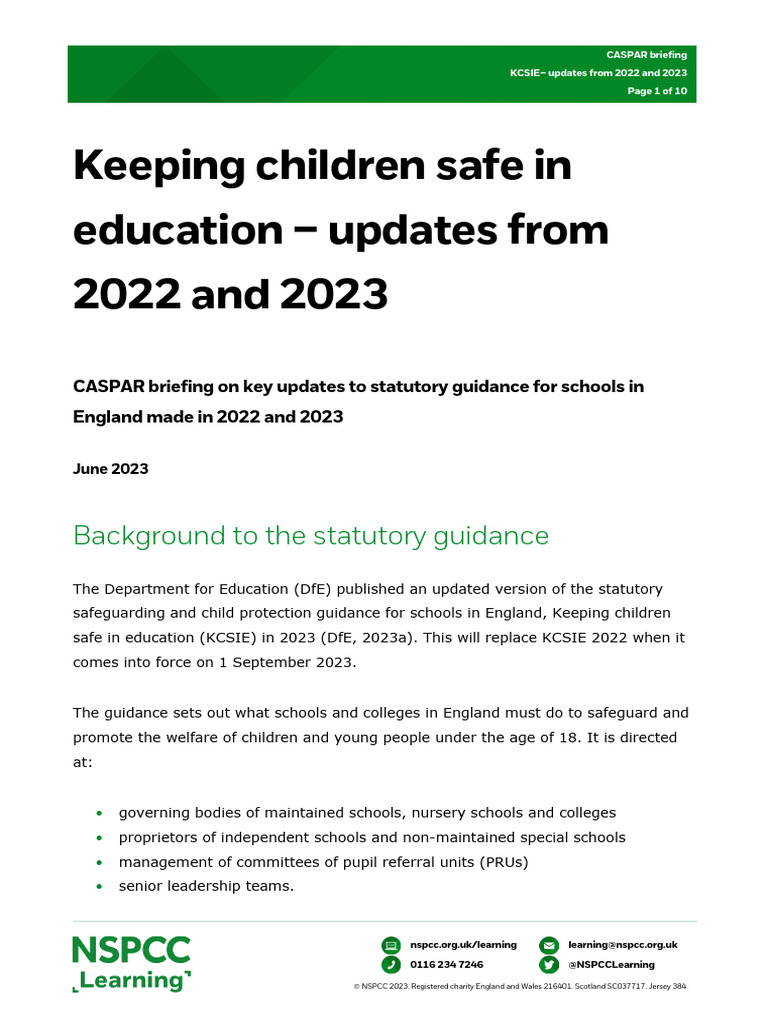 Keeping Children Safe in Education 2022 2023 Updates | PDF | Domestic ...