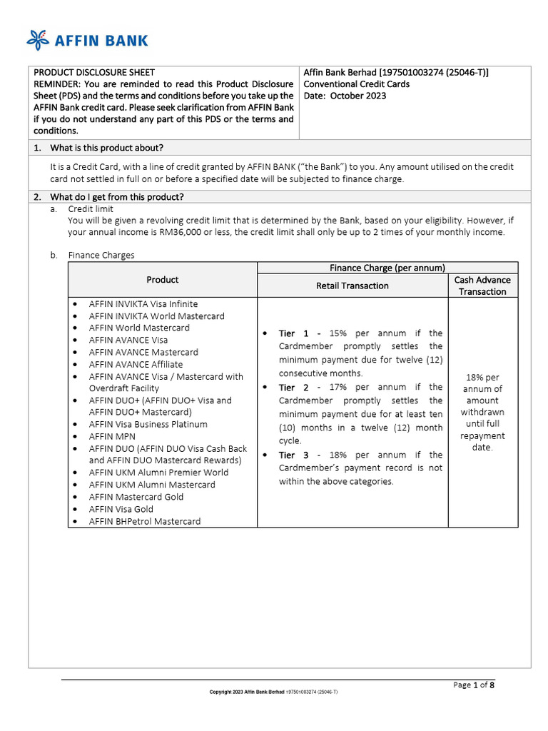 CreditCard PDS ENG | PDF | Credit Card | Visa Inc.