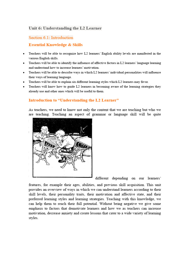 NOTE Unit 6 Understanding The L2 Learner | PDF | Learning ...