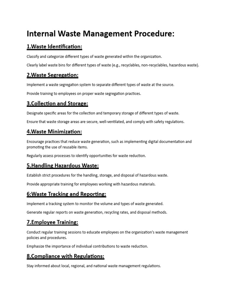 Waste Management Procedures Overview | PDF | Waste Management | Waste