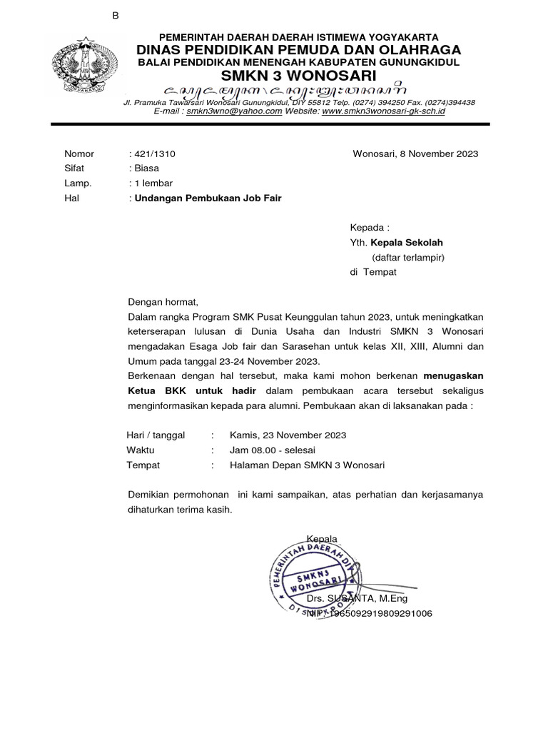 Undangan Pembukaan Esaga Job Fair 2023 | PDF