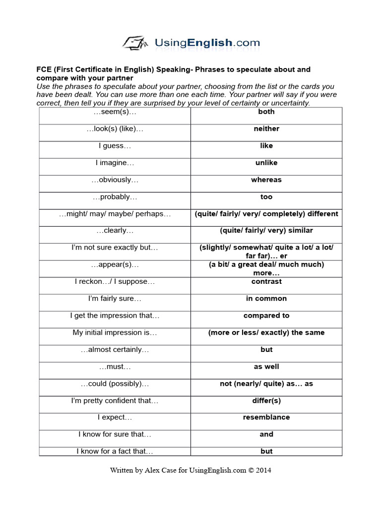 Fce First Certificate in English Speakin | PDF | Foreign Language Studies