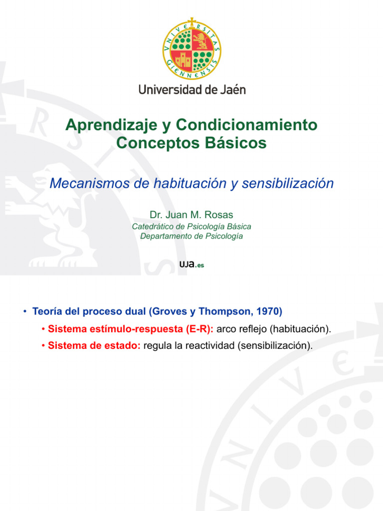 04 - Mecanismos de Habituación y Sensibilización | PDF | Memoria | Modificación de comportamiento