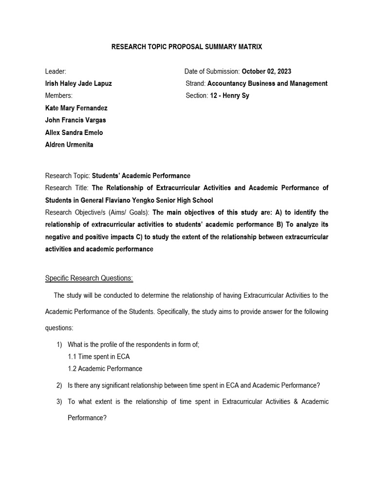 PR2 - Research Matrix | Download Free PDF | Survey Methodology | Statistics