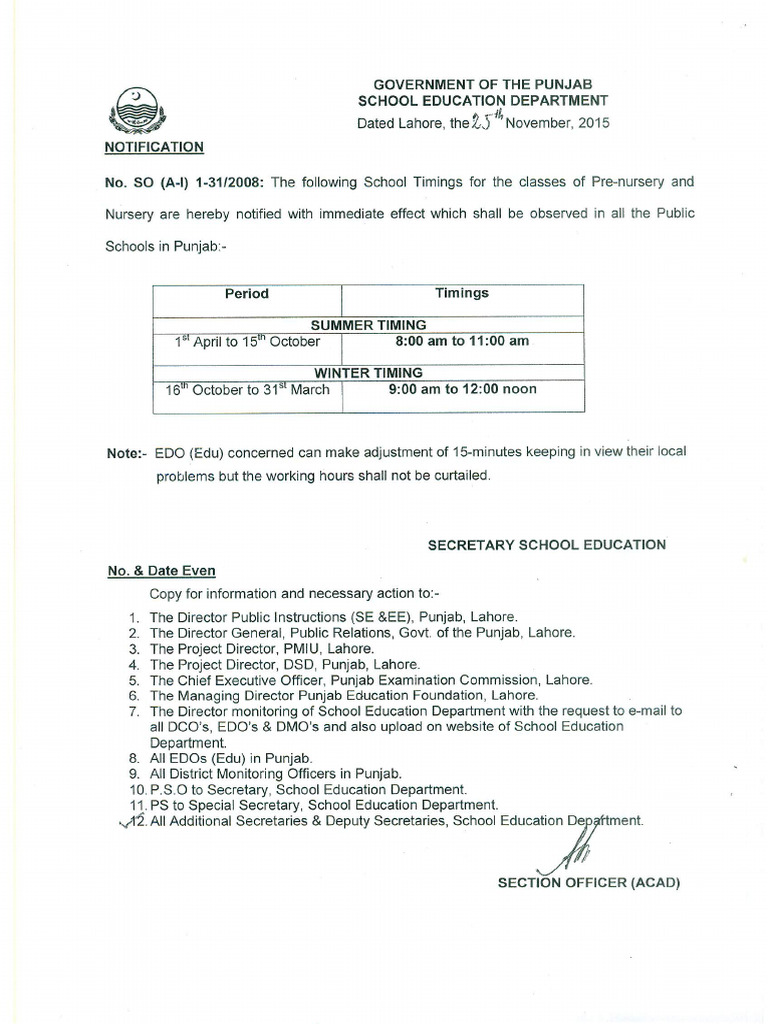School Timings | PDF