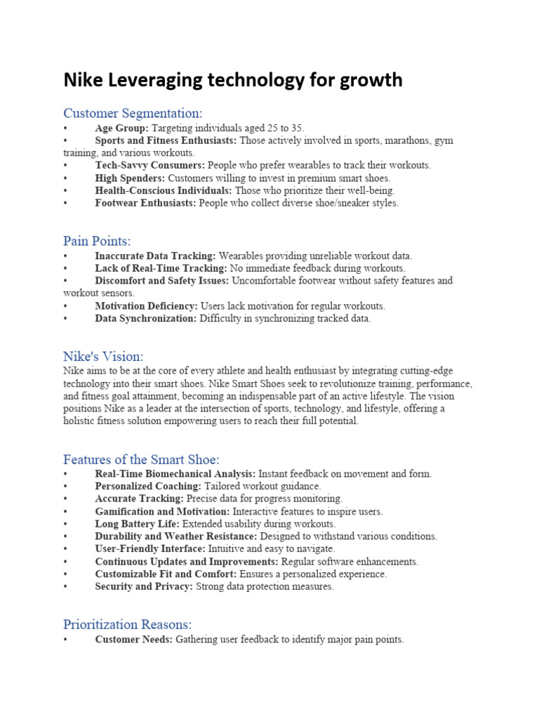 Nike Leveraging Technology For Growth (Revised) | PDF | Wearable ...