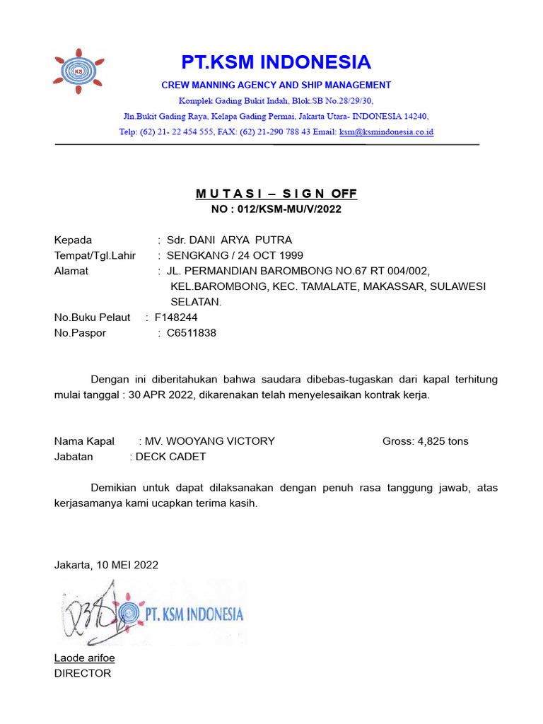 Dcdt-Dani Arya Putra (Mei 2022) | PDF