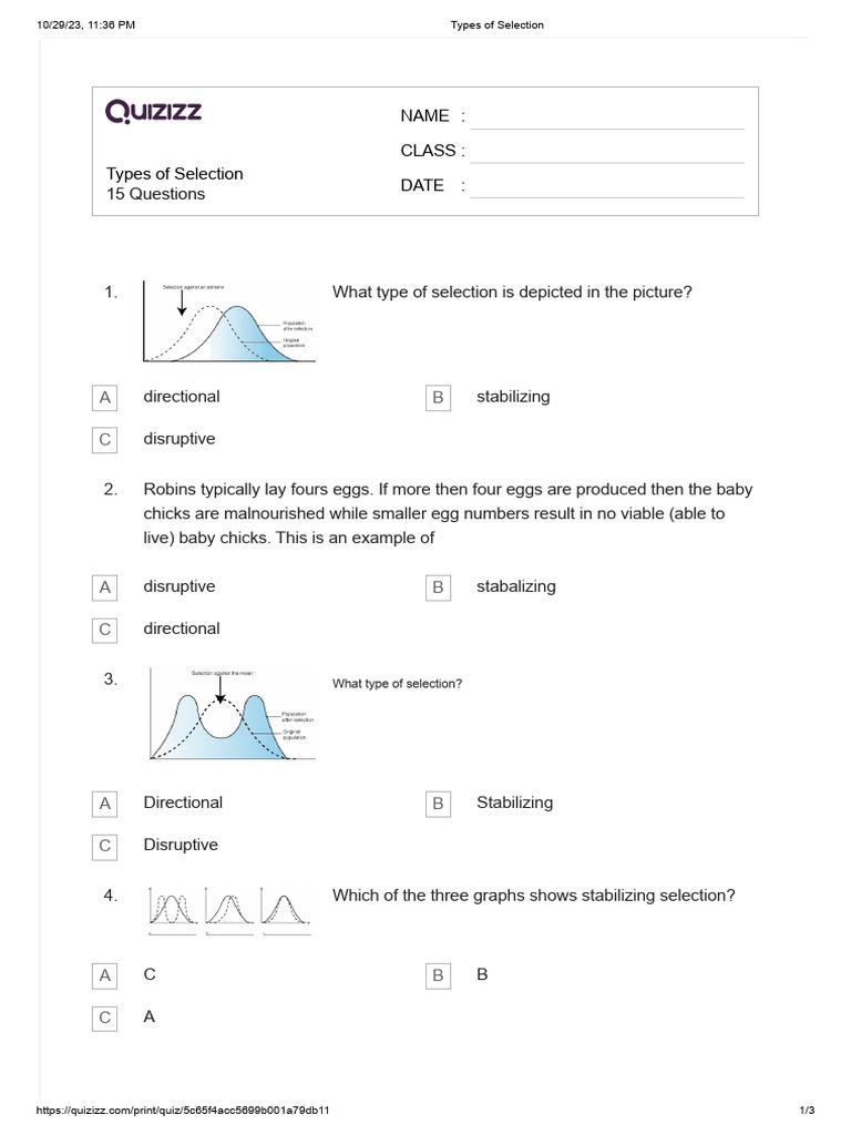 Types of Selection 1 | PDF | Natural Selection | Genetics