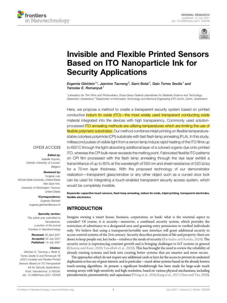 13 - Invisible and Flexible Printed Sensors Based On ITO Nanoparticle ...