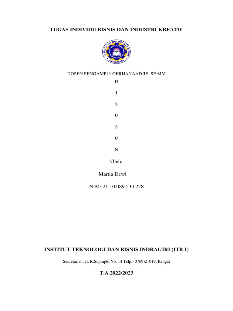 Tugas Individu Bisnis Dan Industri Kreatif Martia | PDF | Bisnis