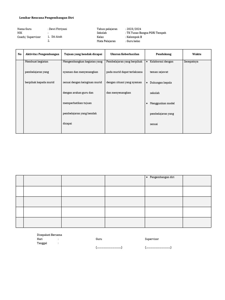Lampiran 7_ Lembar Rencana Pengembangan Diri | PDF