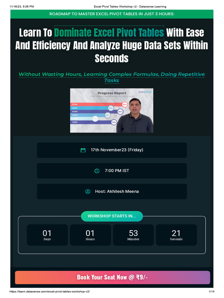 Excel Pivot Tables Workshop V2 Datacense Learning Pdf Microsoft Excel Computing