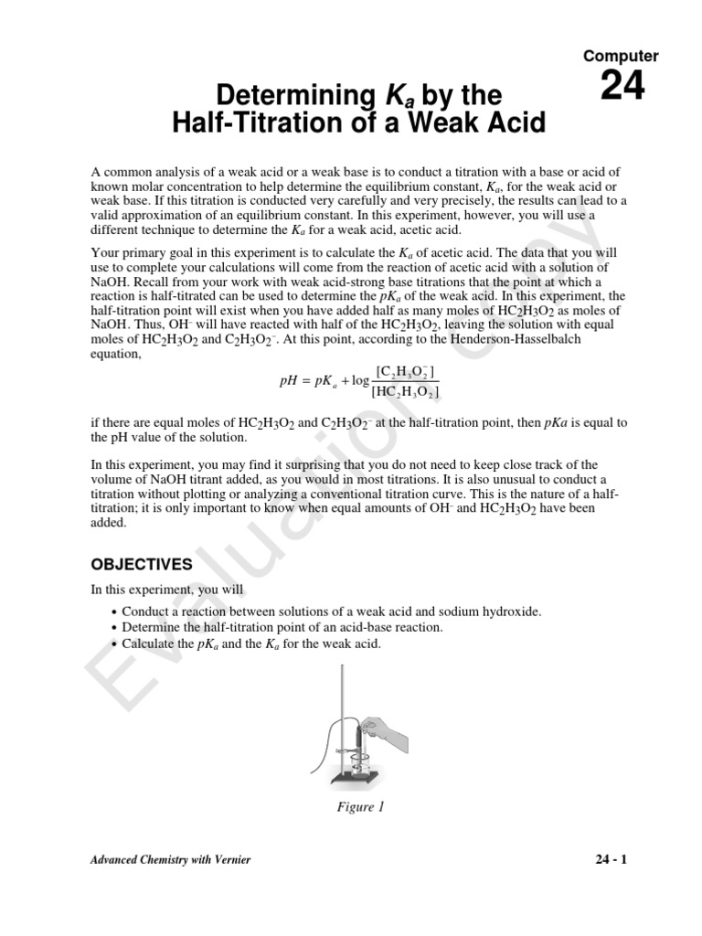 Ka Determination via Half-Titration | PDF | Titration | Chemistry