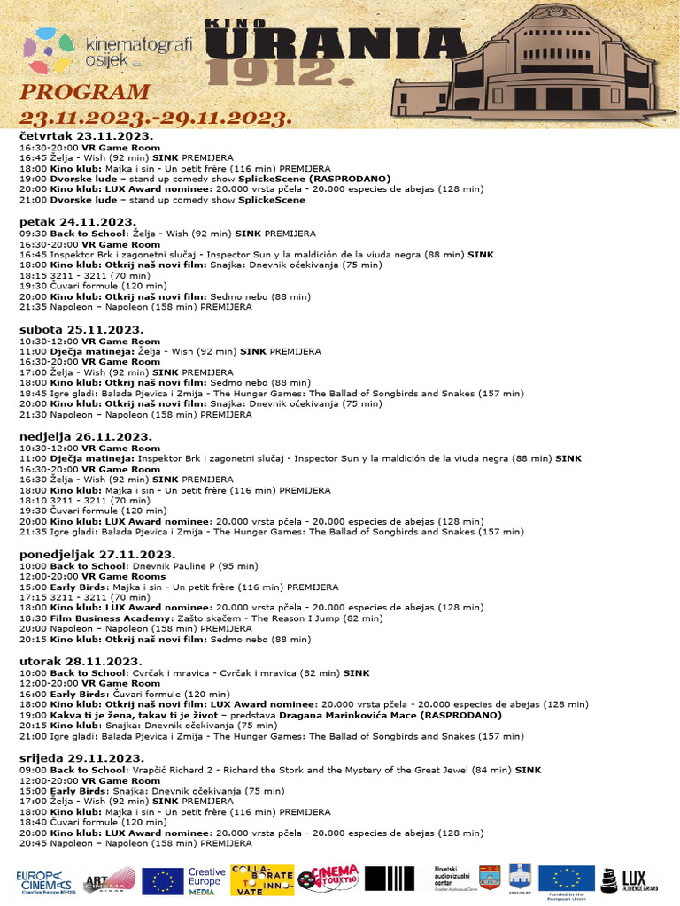 Program Kina Urania 23.11.-29.11.2023 | PDF