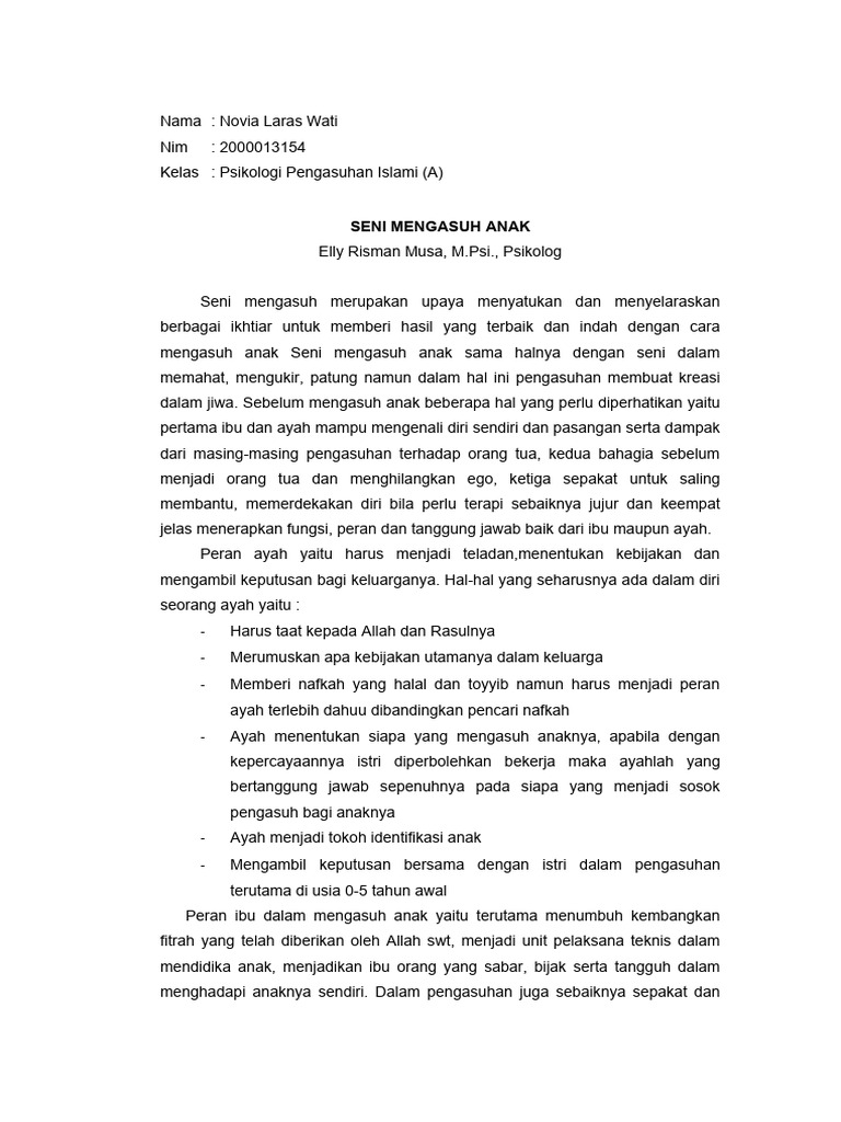 Resume Materi Ibu Elly Risman | PDF