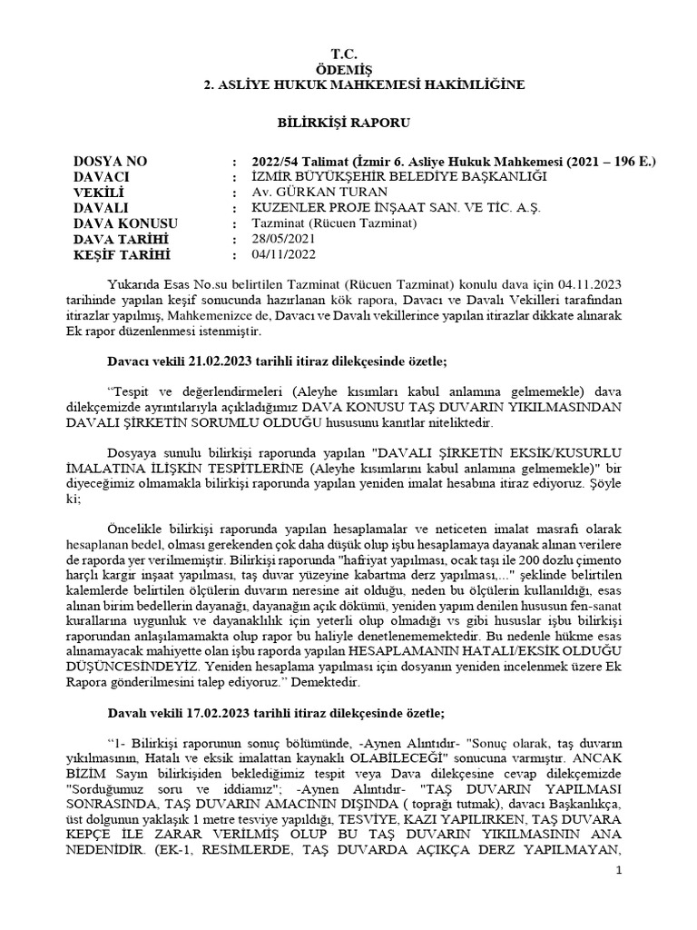 Dosya Önizleme - Bilirkişi Ek Raporu | PDF