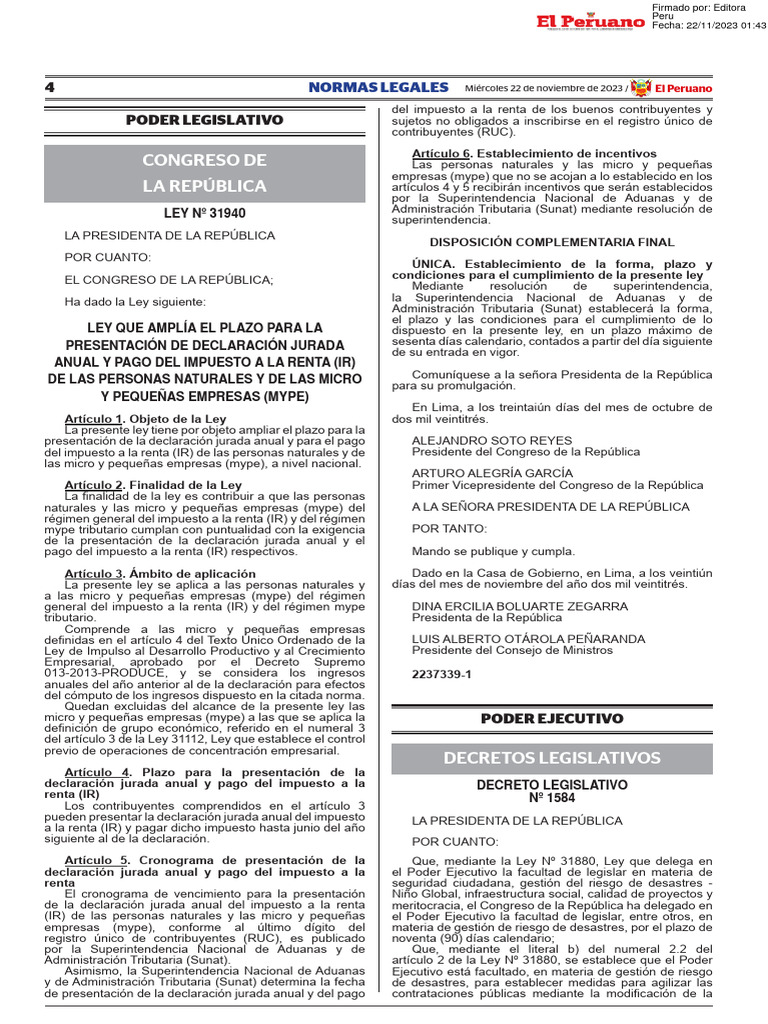 Congreso de La República: Normas Legales | PDF | Pequeñas y medianas empresas | Impuestos