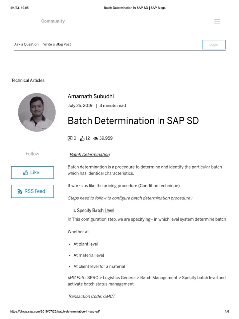 Batch Determination SD | PDF
