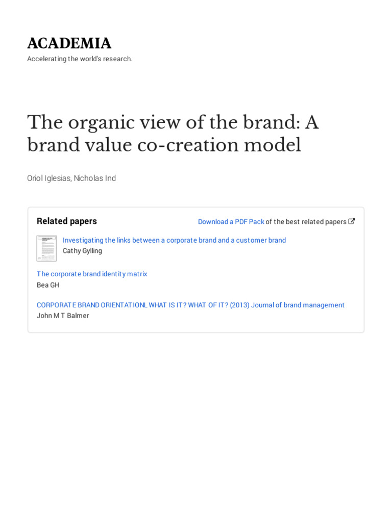 Organic Brand Value Co-Creation Model | PDF | Brand | Experience