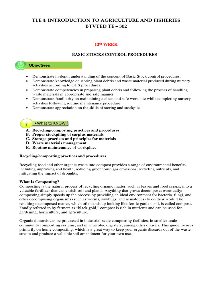 Module Week 12 Basic Stocks | PDF | Compost | Waste Management