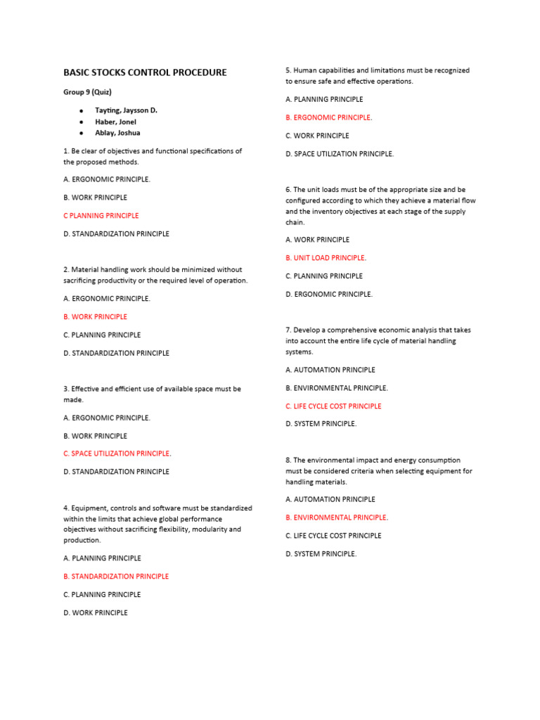 Quiz Basic Stocks Control Procedure | PDF | Compost | Waste Management