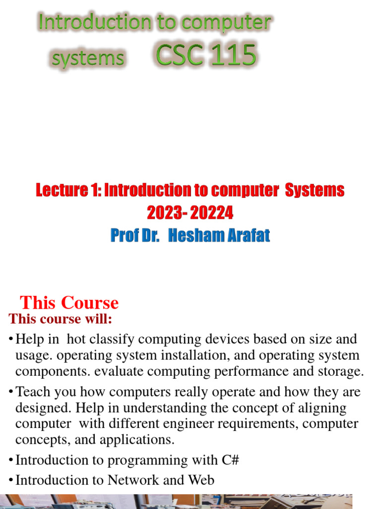 AI Introduction To Com System Lec - 1 2023-24 | PDF