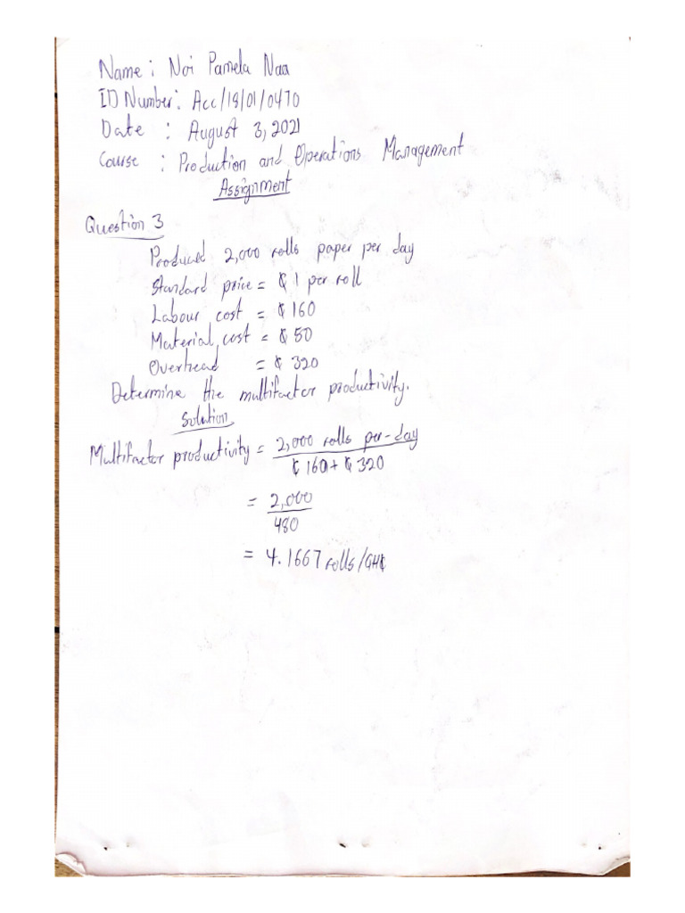 Productivity Assignment | PDF