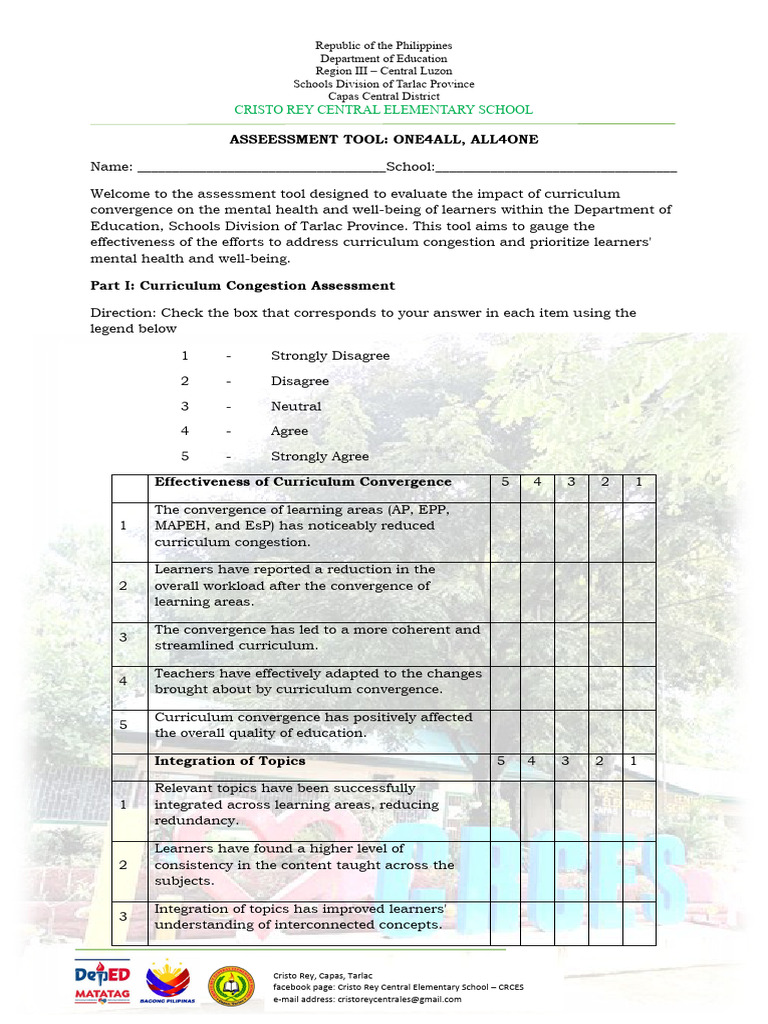 Assessment Survey 1 1 | PDF | Learning | Curriculum
