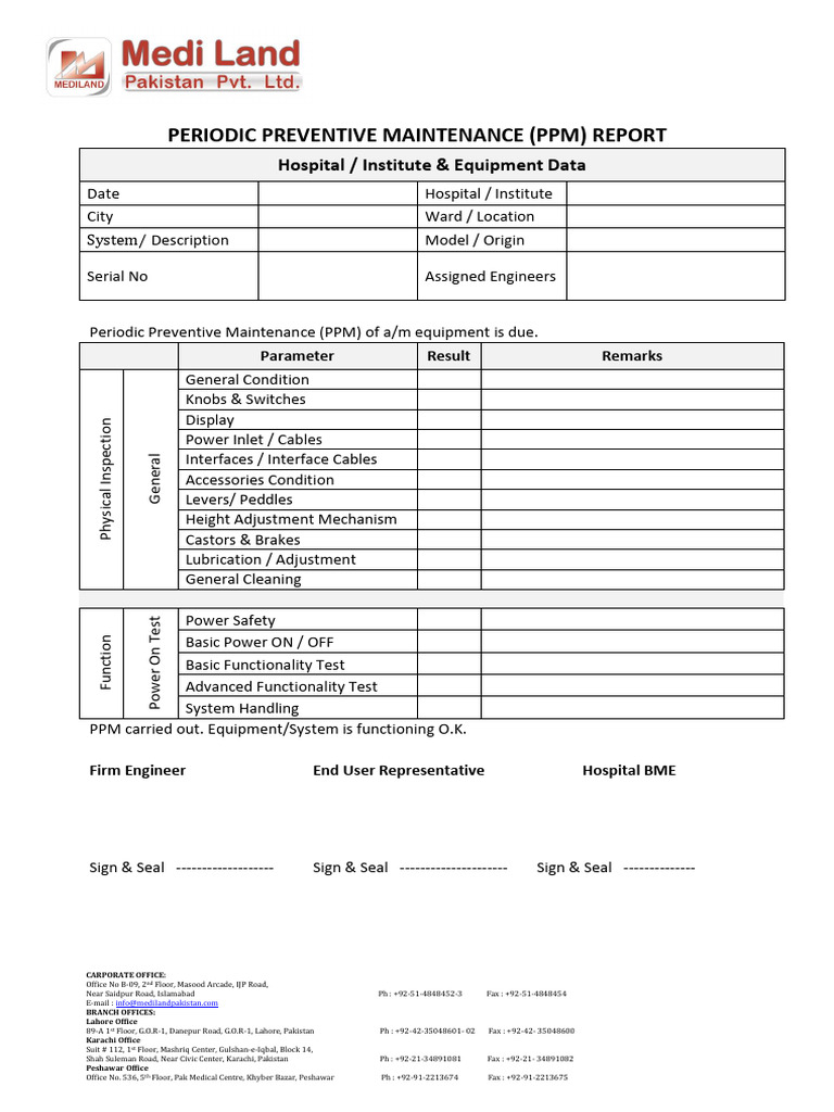 PPM Report | PDF | Equipment | Manufactured Goods