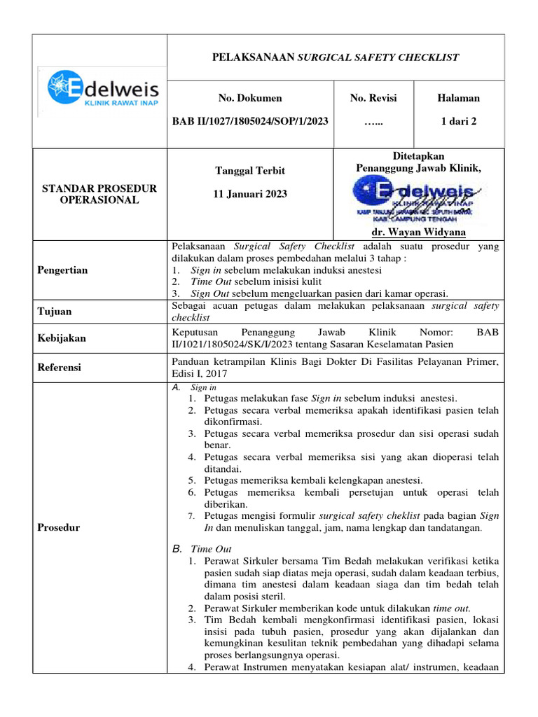 Spo Surgical Safety Checklist | PDF