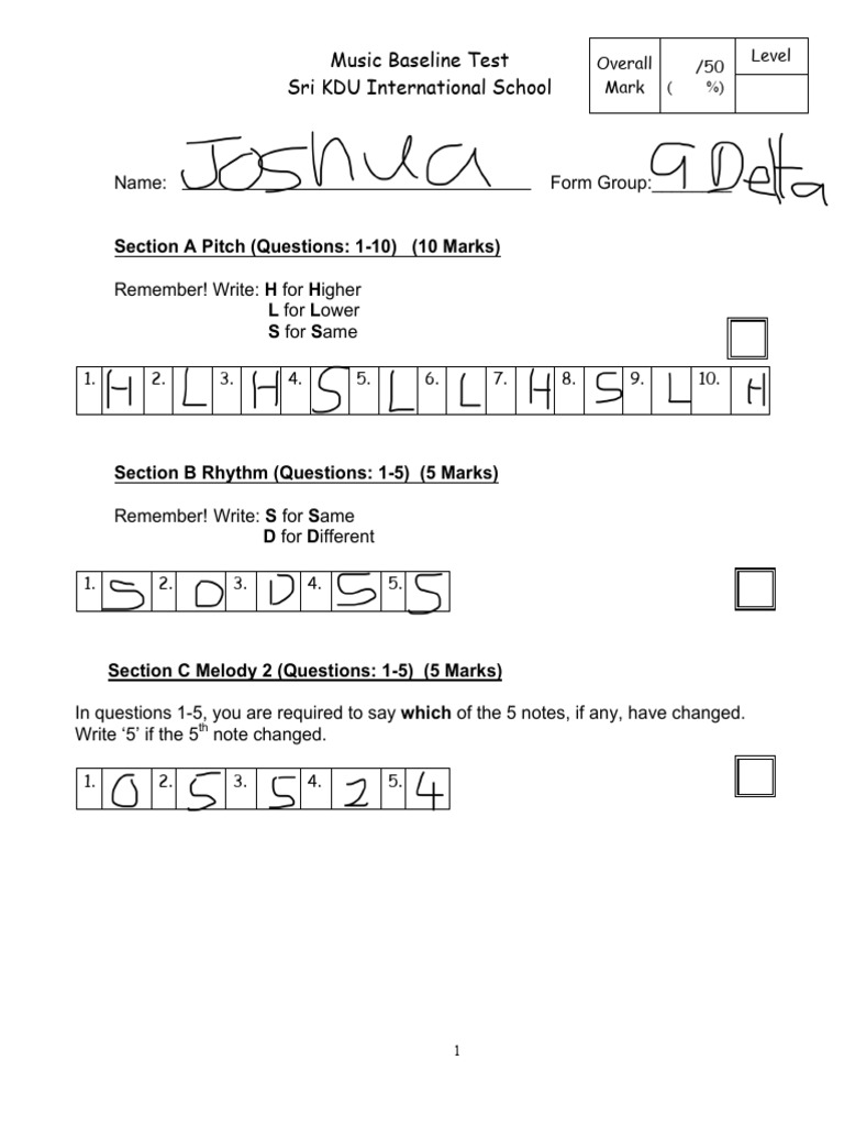 Music Base Line Test | PDF