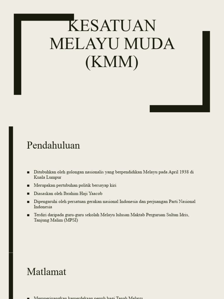 Kesatuan Melayu Muda (KMM) | PDF