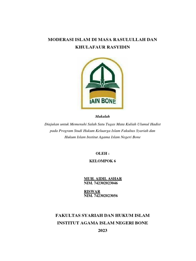 Moderasi Islam: Era Rasulullah dan Khulafaur | PDF