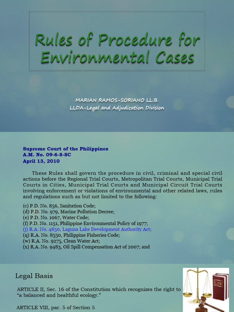 2021 Rules of Proced. On Envi. Cases (Ms. Marian Soriano) | PDF | Lawsuit | Injunction
