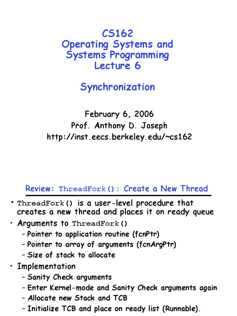 Lec06 Synchronization Pdf Thread Computing Information Technology